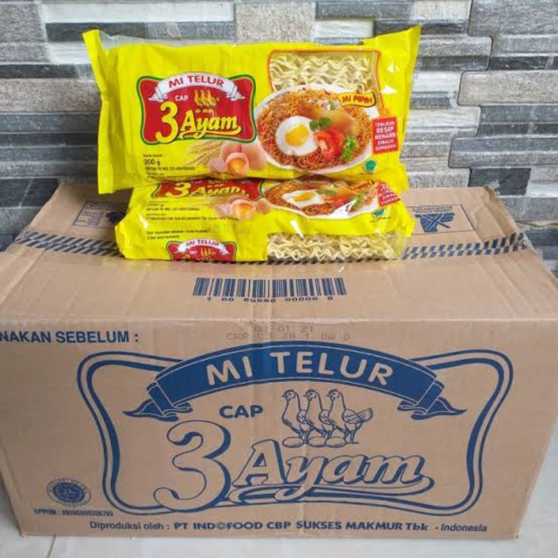 Jual Mie Telur Cap 3 Ayam 200 Gram (1 Dus) | Shopee Indonesia