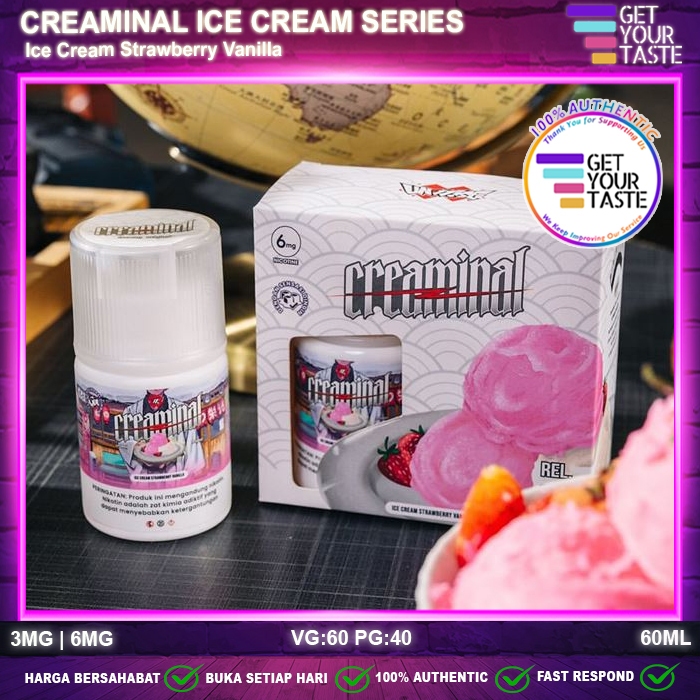 Jual Liquid Creaminal Ice Cream Strawberry Vanilla 3MG 60ML Badass ...