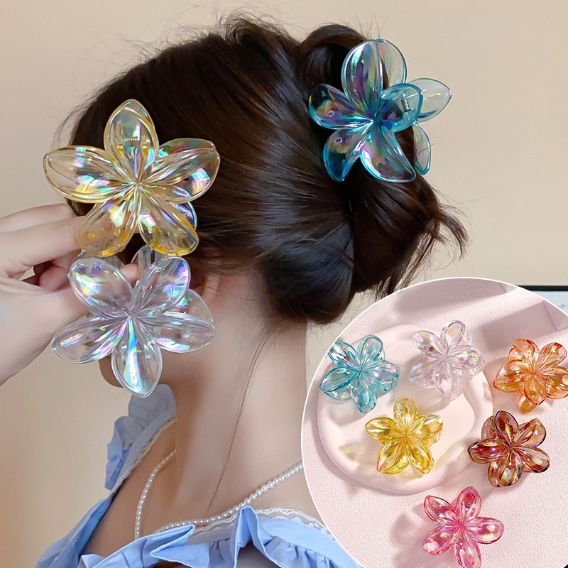 Jual Jepit Rambut Bunga Kamboja 8cm - Gradien Transparan Akrilik Jepit ...