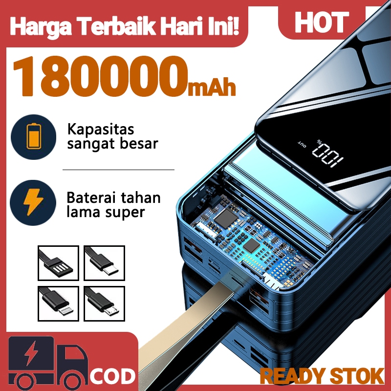 Jual 【POWER BANK 66W SUPER CEPAT】100000mAh Kabel Lepas Pasang + Fast ...