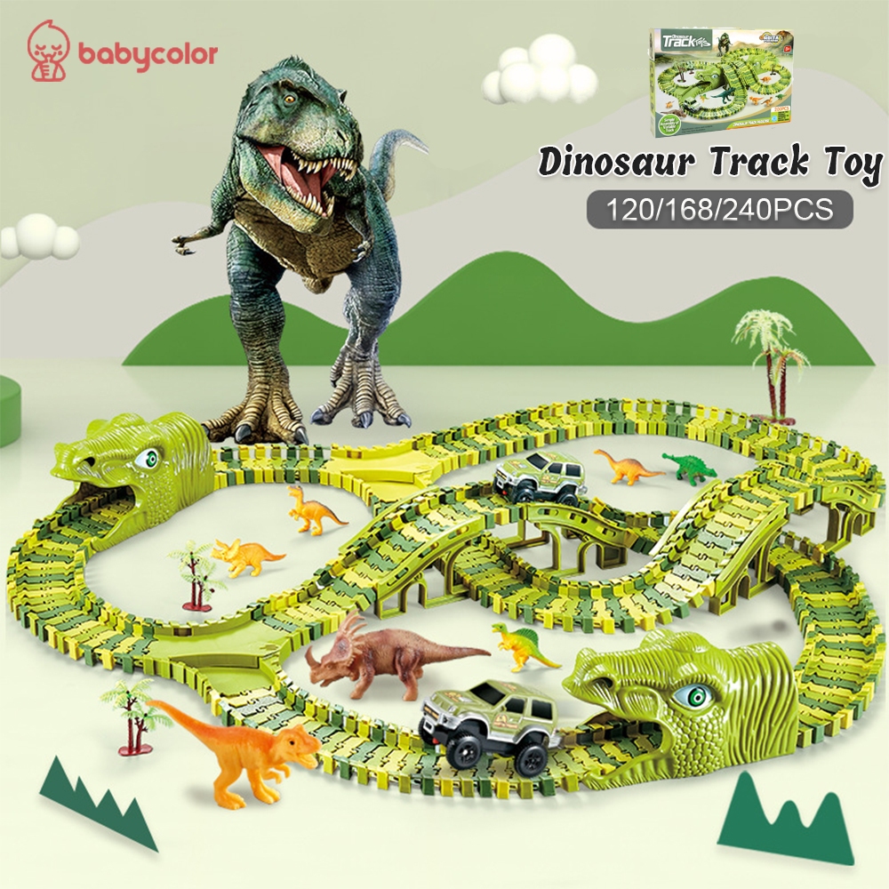 Jual BABYCOLOR 270PCS Dinosaurus Track Mobil Set DIY Rel Mobil Rail ...