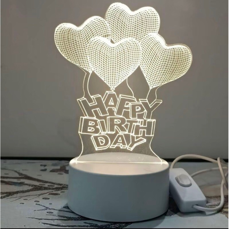 Jual (COD) LAMPU HIAS LED 3D / LAMPU TIDUR HIAS DIMENSI 3 WARNA PUTIH ...