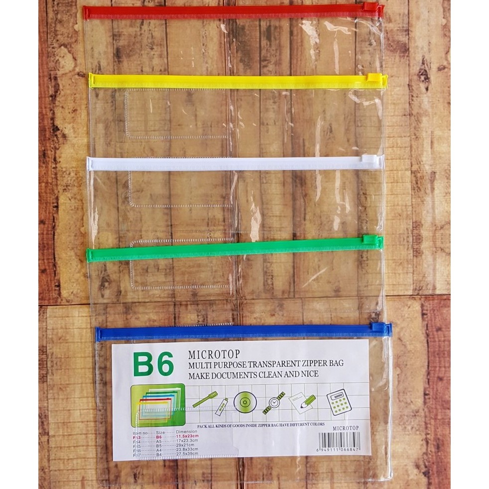 Jual Zipper Pocket Zip Bag Klip Plastik Mika Transparan B6 A5 B5 A4 B4 ...