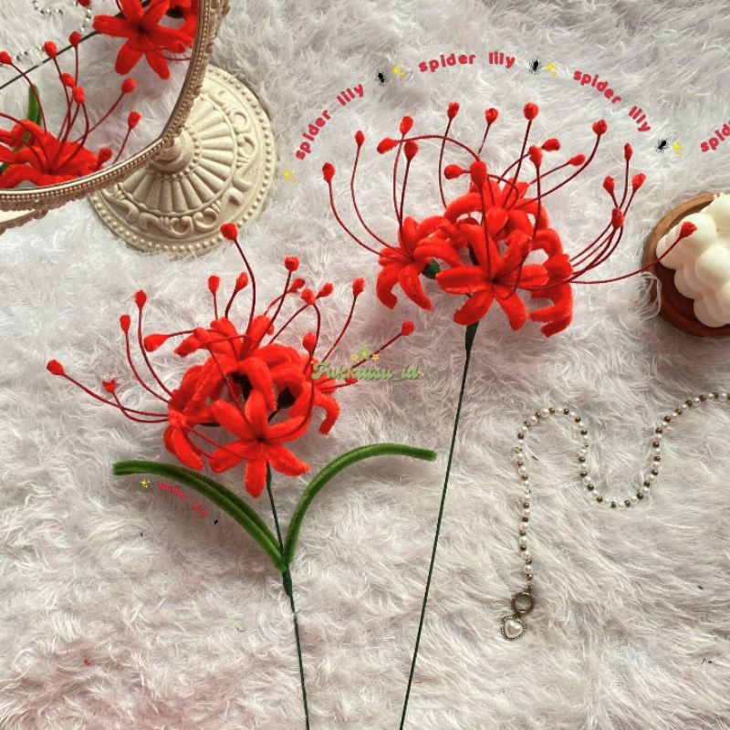 Jual BUNGA SPIDER LILY KAWAT BULU AESTHETIC LUCU/PCS | Shopee Indonesia