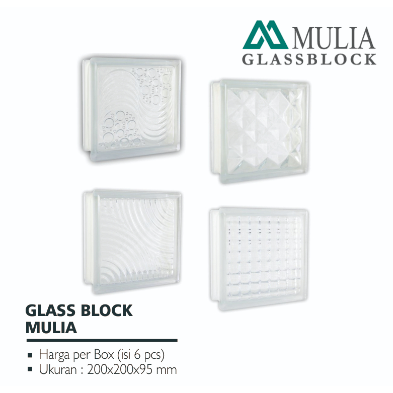 Jual GLASS BLOCK MULIA / GLASSBOX 20X20 HARGA PER DUS ( ISI 6 ...