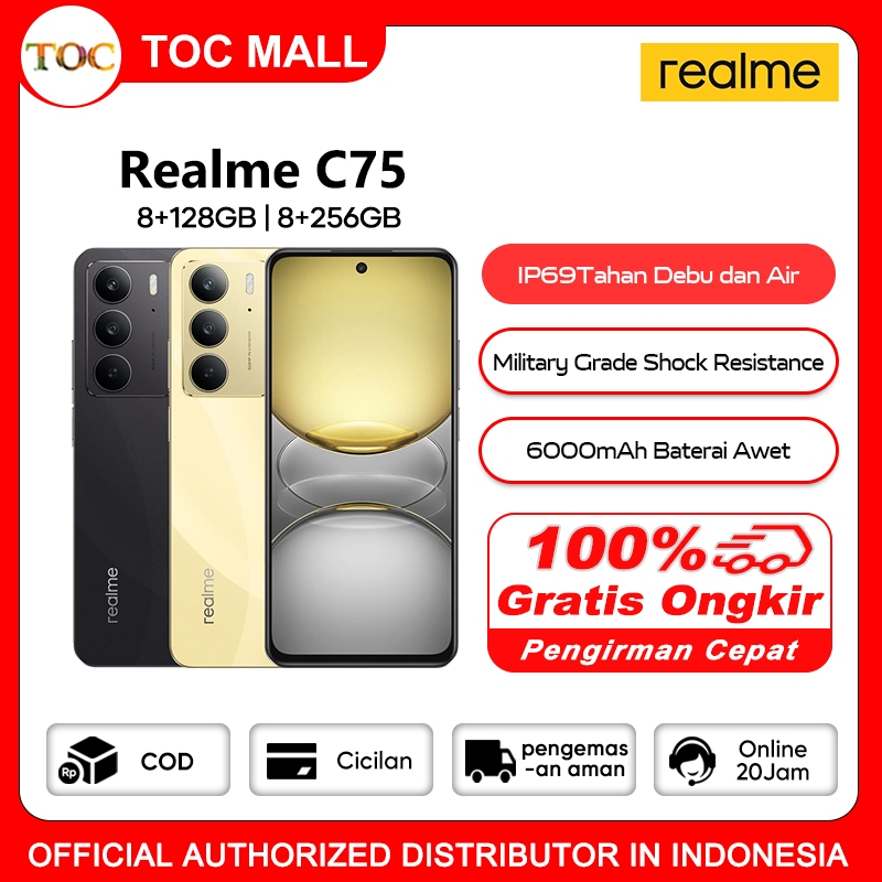 Jual Realme C75 8/128GB 8/256GB IP69 Tahan Debu & Air 6000mAh 45W Fast Charge 100% Original ...