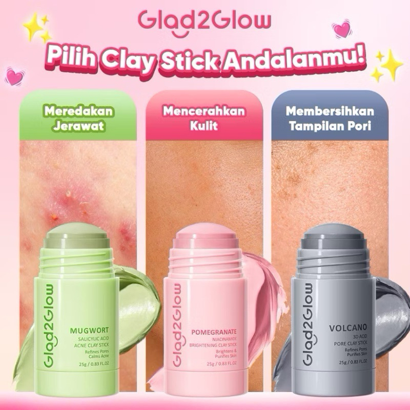 Jual [READY] Glad2glow Stick Masker - Glad2glow Clay Stick Mask Pomegranate | Mugwort | Volcano ...