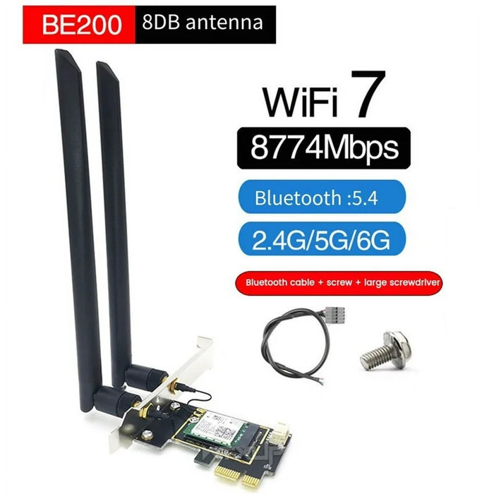 Jual Intel Wifi 7 BE200 Pci Express Pcie pci-e card dual band BT bluetooth 5.4 be200ngw 802.11be ...