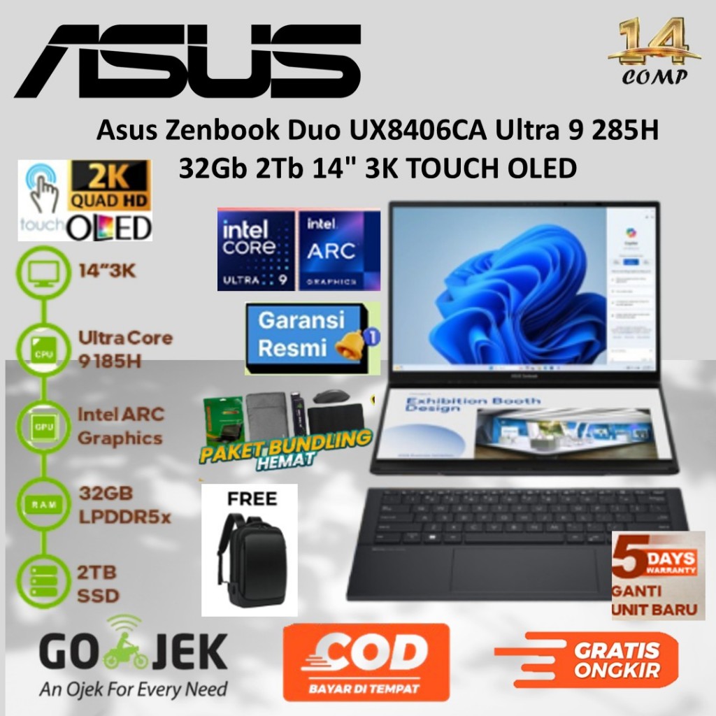 Jual Asus Zenbook Duo UX8406CA Ultra 9 285H 32Gb 2Tb 14" 3K TOUCH OLED ...