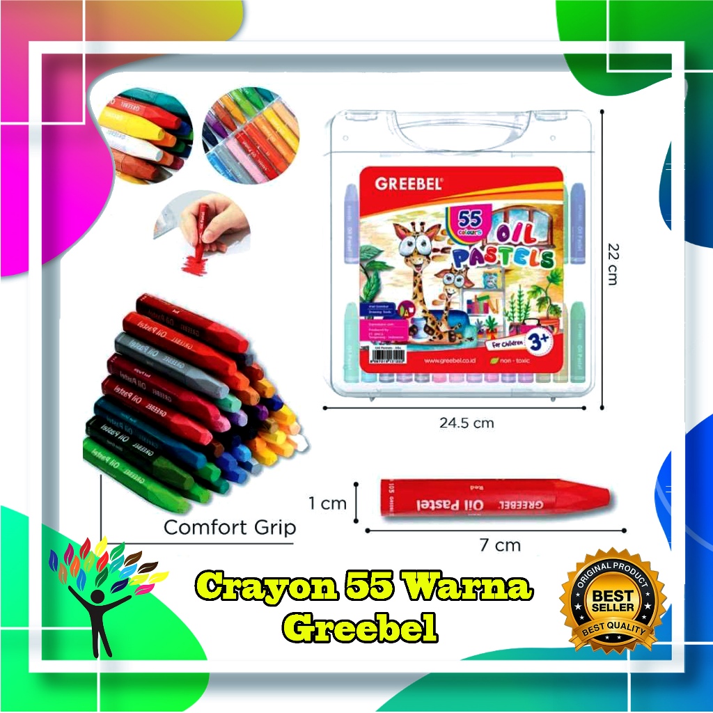 Jual Crayon / Oil Pastel 55 Warna - Grebeel GREEBEL ORIGINAL | Shopee ...