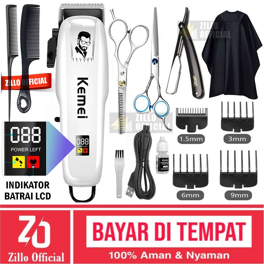 Jual ZILLO Alat Mesin Cukur Rambut Elektrik Cas Hair Clipper Kemei Pencukur Pangkas Potong ...
