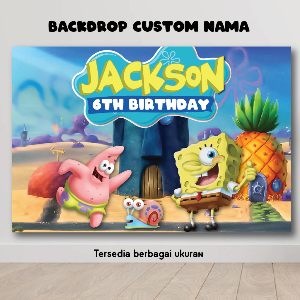 Jual BACKDROP SPONGEBOB SQUAREPANTS BIRTHDAY BACKGROUND ULANG TAHUN ...