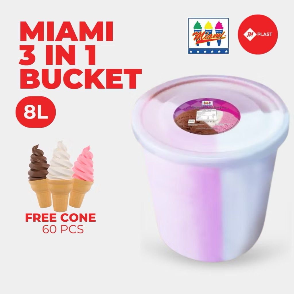 Jual Es Krim/Ice Cream Miami Neopolitan 8 Liter Bonus Free 60pcs Cone ...