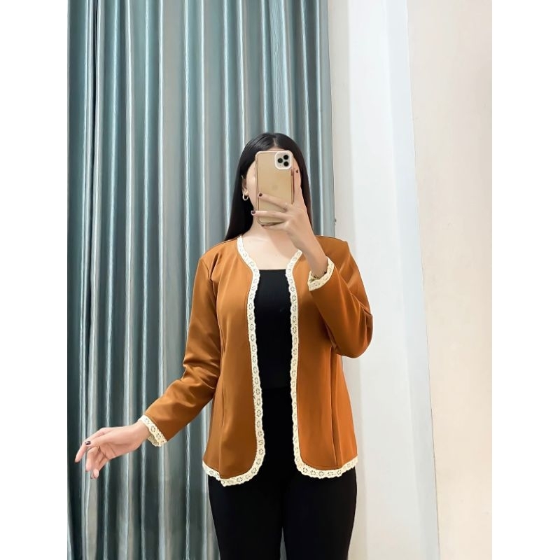 Jual Blazer Polos Renda Bahan Scuba Premium / Rompi Outer Berenda Buat ...