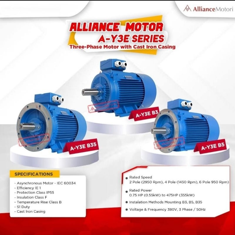 Jual Alliance Dinamo 3 Phase 30 HP 22 KW 1400rpm 100% LILITAN TEMBAGA -- Electro Motor Duduk ...