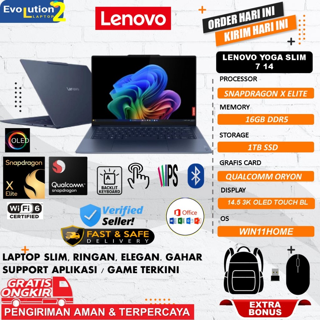 Jual Laptop Lenovo Yoga Slim 7 14 Oled Snapdragon X Elite X1E78100 ...