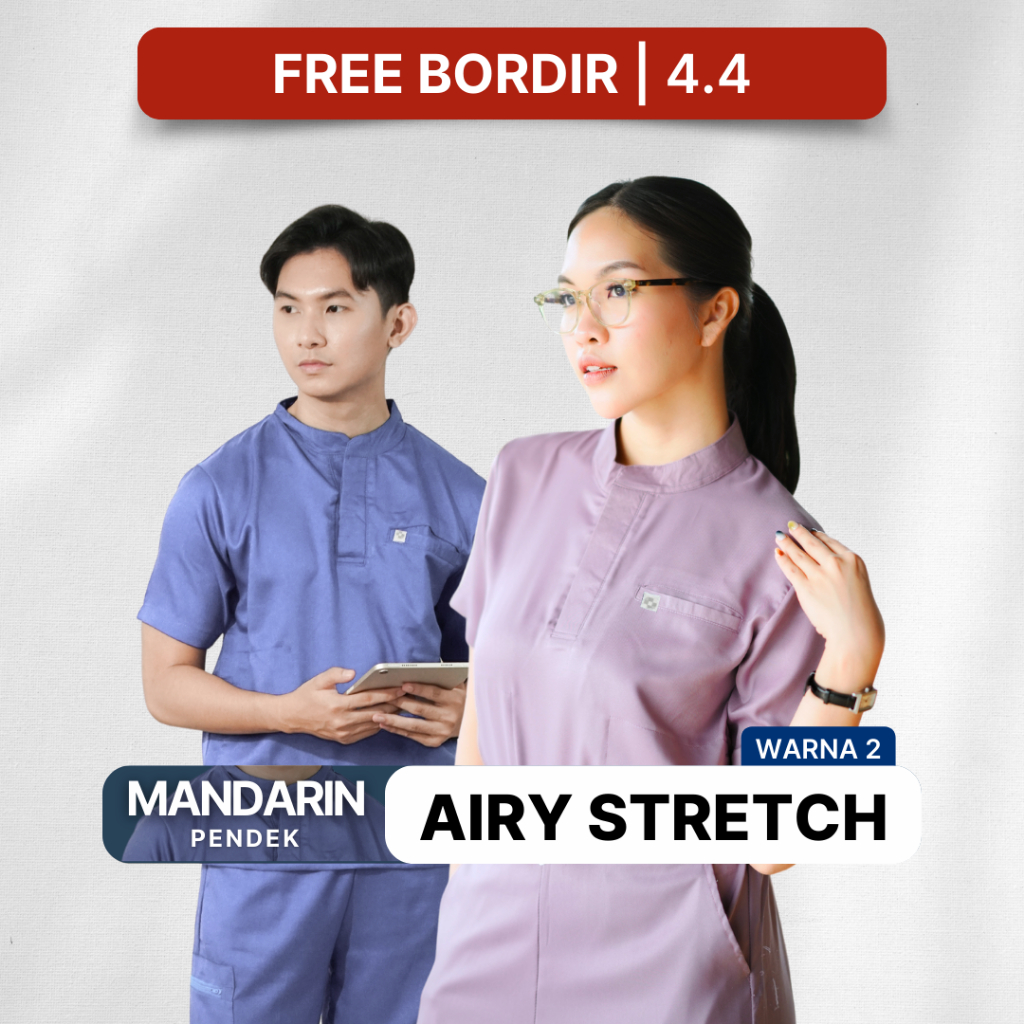 Jual [AIRY STRETCH] Scrub Baju OK Mandarin Pendek - Warna II - Stasis ...