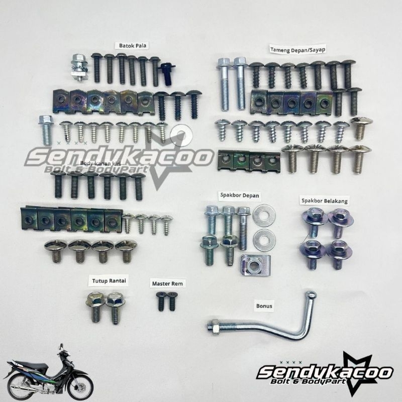 Jual baut FULLSET kharisma 125 / baut full body lengkap kharisma 125 / baut fullset kharisma 125 ...