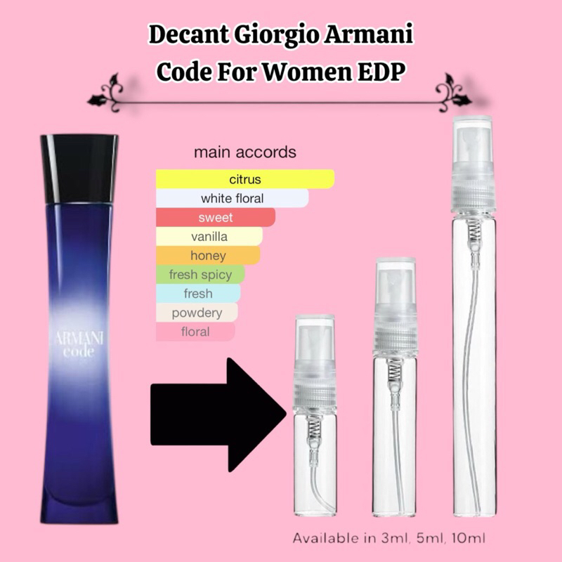 Jual Decant Giorgio Armani Code For Women EDP | Shopee Indonesia