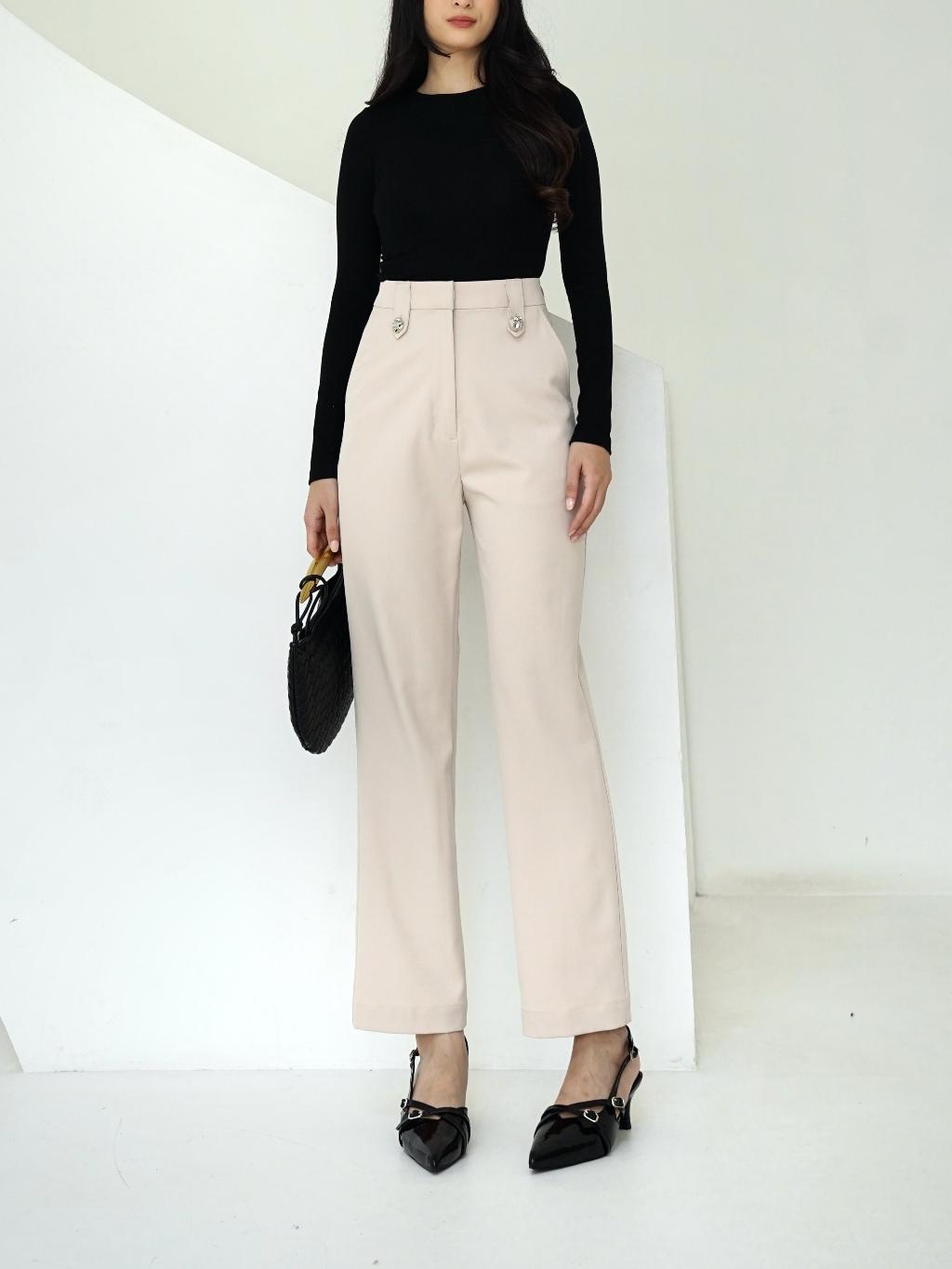Jual Beige Studio - Kai Pants / Bawahan Celana Panjang High Waist Wanita | Shopee Indonesia
