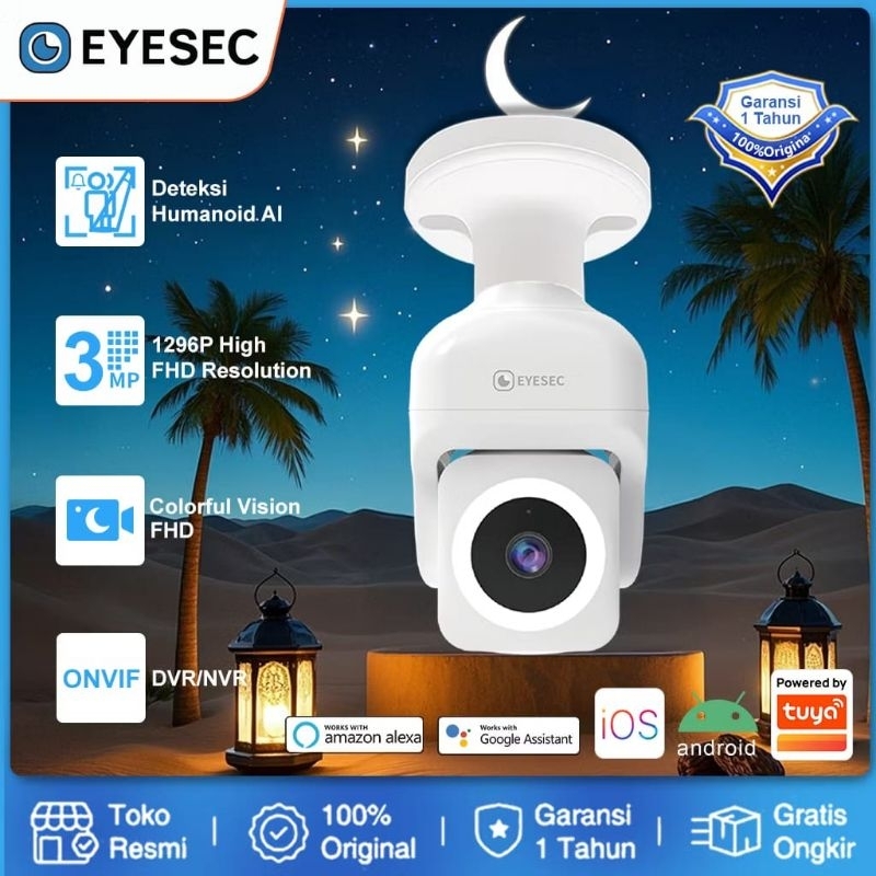 Jual EYESEC CCTV Lampu 3MP Bohlam IP Kamera 360 Derajat Panoramic Wireless CCTV WiFi Jarak Jauh ...