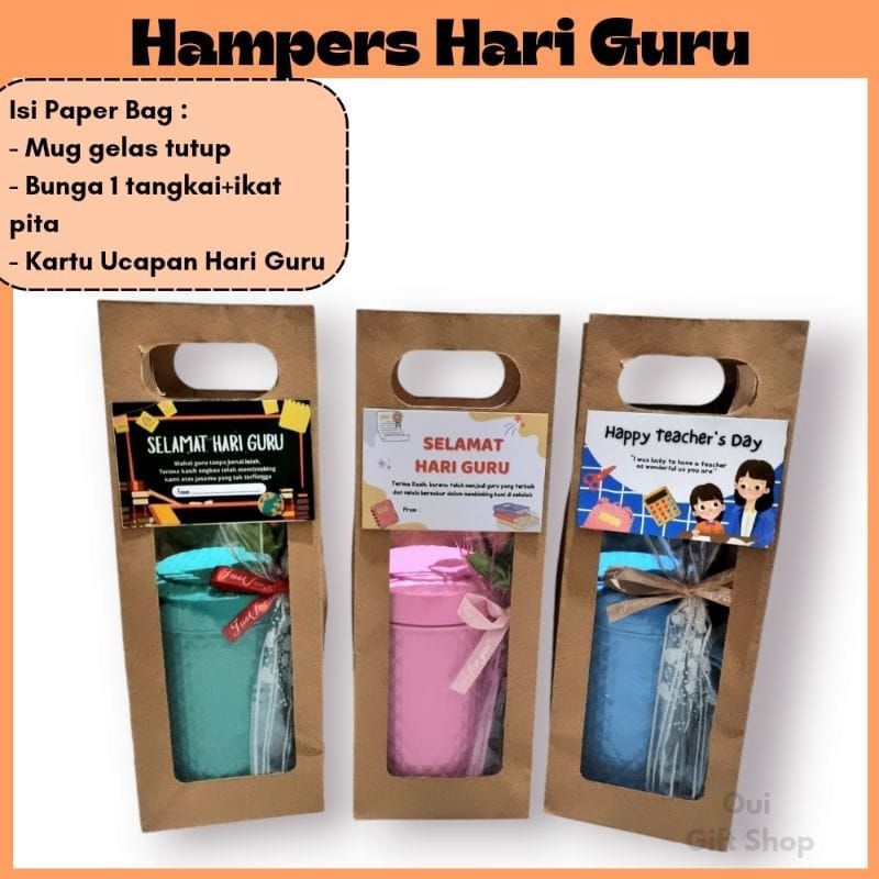 Jual Hampers Hari Guru Botol Minum Gelas Tutup Dan Bunga 1 tangkai ...