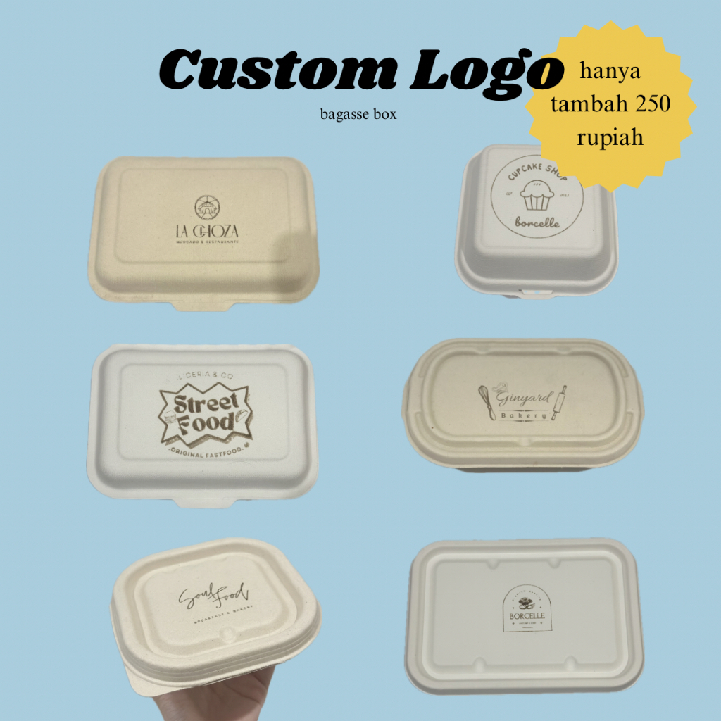Jual Bagasse box custom logo | Shopee Indonesia