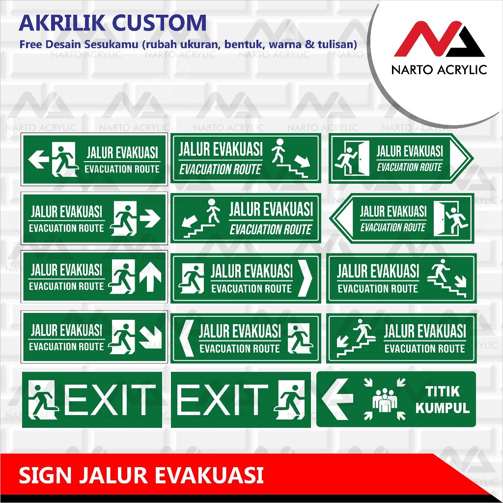 Jual SIGN JALUR EVAKUASI | SIGN AKRILIK | TITIK KUMPUL | EXIT | COCOK ...