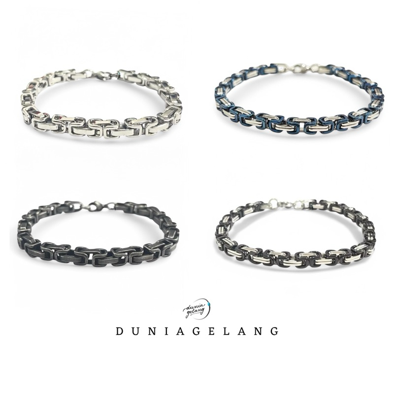 Jual Gelang Titanium Rantai Hitam Silver Anti Karat Anti Luntur Gelang ...