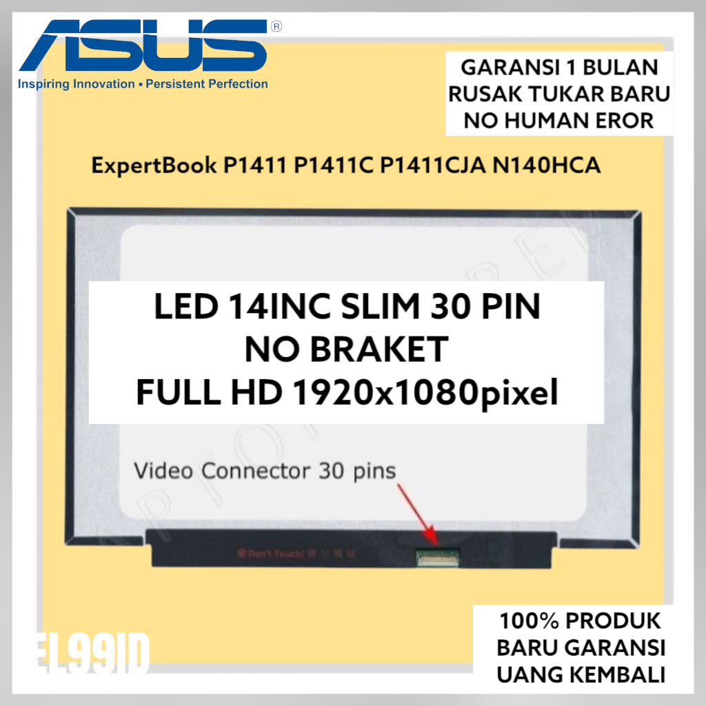 Jual LCD LED Asus ExpertBook P1411 P1411C P1411CJA N140HCA EAC FHD IPS GARANSI 1BULAN | Shopee ...