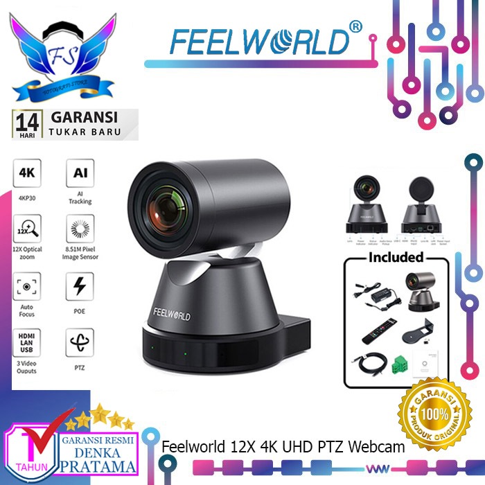 Jual Feelworld 4K12X 4K UHD PTZ Webcam USB HDMI Streaming Camera ...