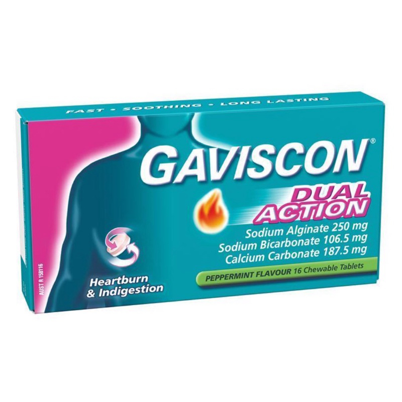Jual Gaviscon Dual Action Chewable Tablets Peppermint Heartburn ...