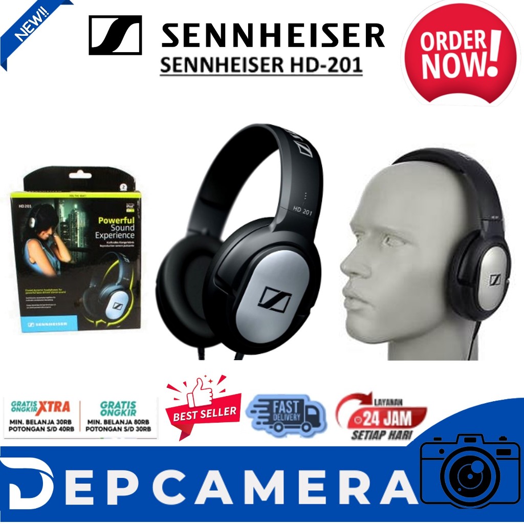 Jual Sennheiser HD-201 Over the Ear Headphones Black | Shopee Indonesia