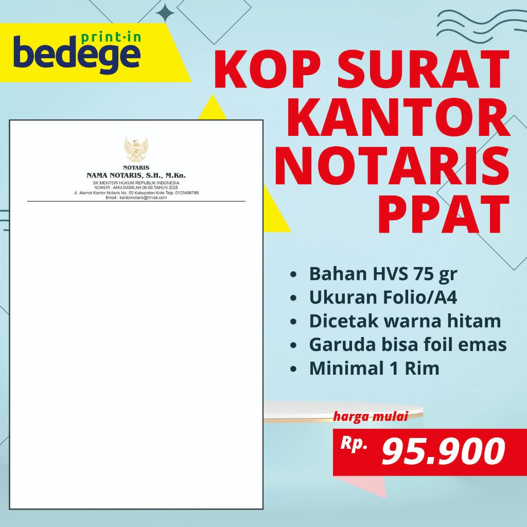 Jual Kop Surat untuk kantor Notaris/PPAT, untuk berkas atau dokumen ...
