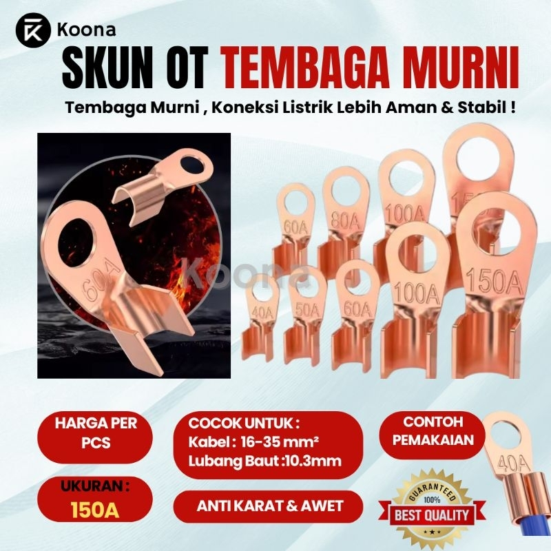 Jual Terminal Skun kabel OT 100A 150A 200A 250A 300A Scun Cable OT Tembaga Murni Sekun Kabel OT ...