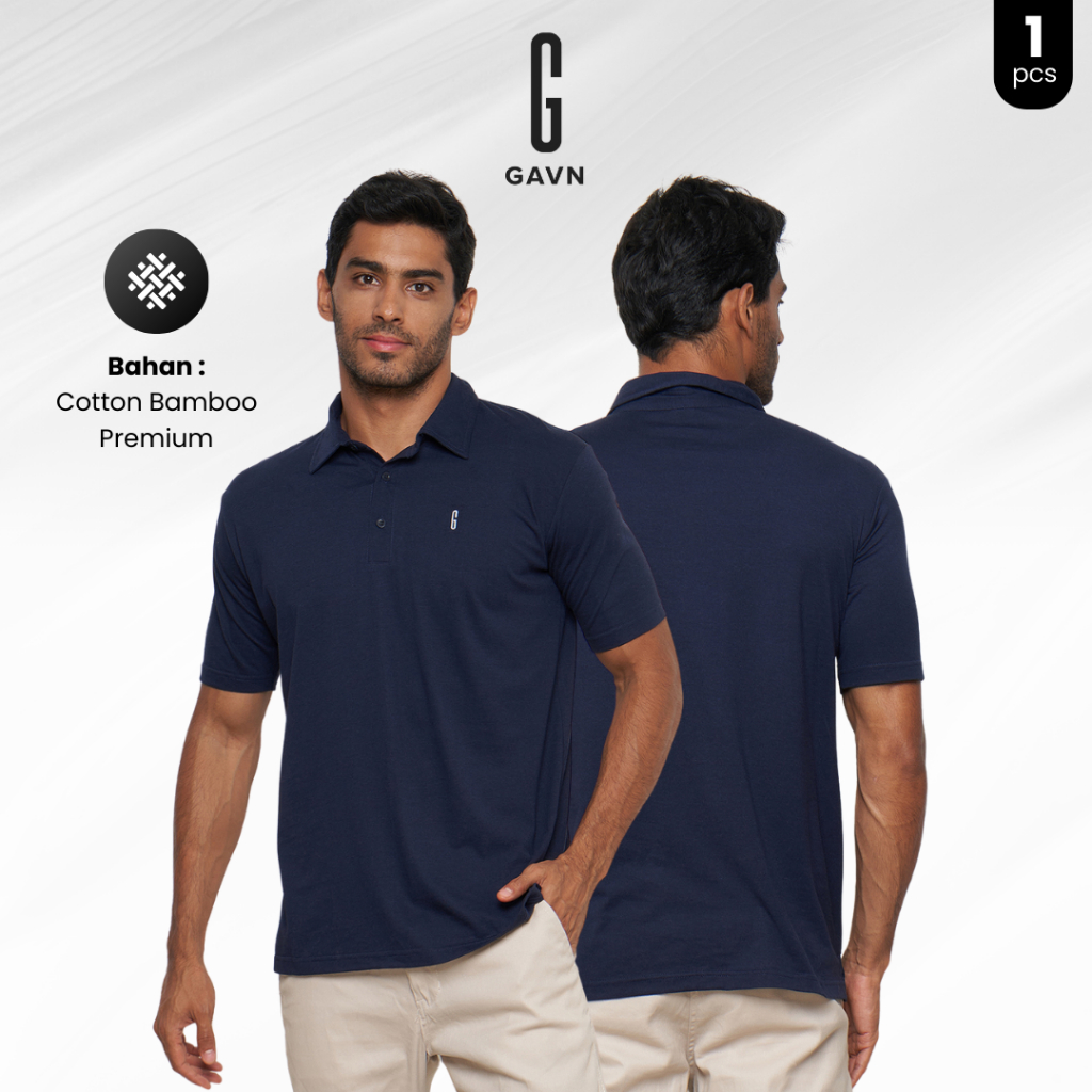 Jual Polo Shirt Pria GAVN Cotton Bamboo Edition Warna Navy | Shopee ...