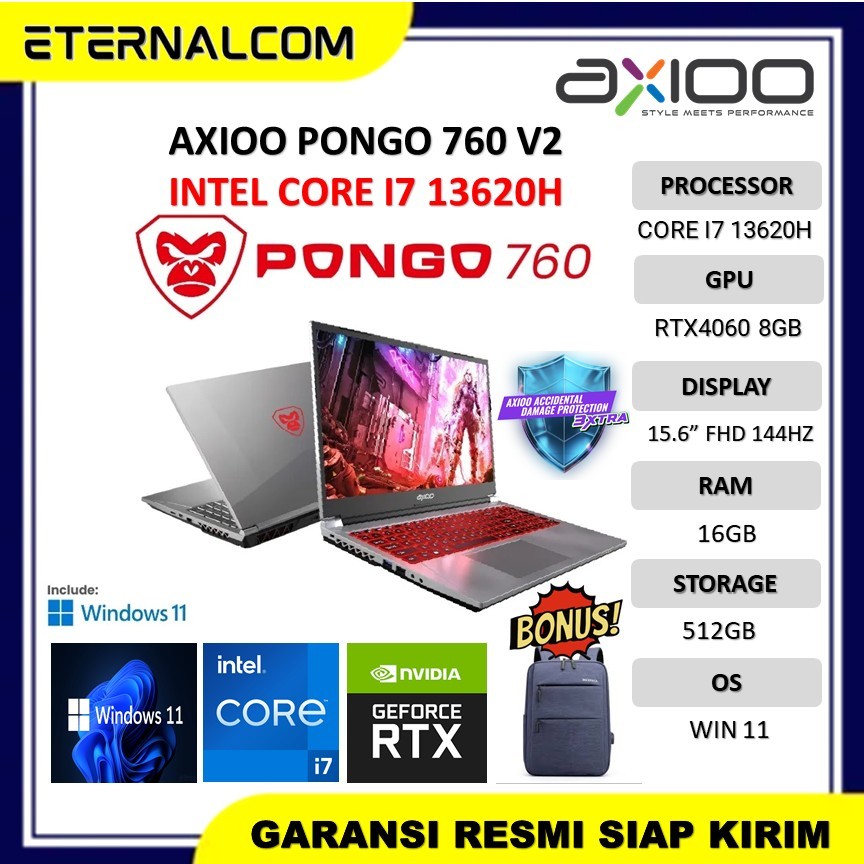 Jual AXIOO PONGO 760 V2 I7 13620H RTX4060 8GB/ 16GB 512GB Windows 11 15 ...