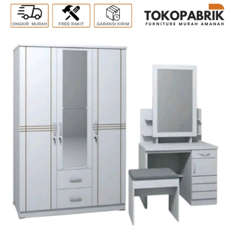 Jual 1Set lemari 3pintu 2laci meja rias sliding paket lemari 3pintu dan ...