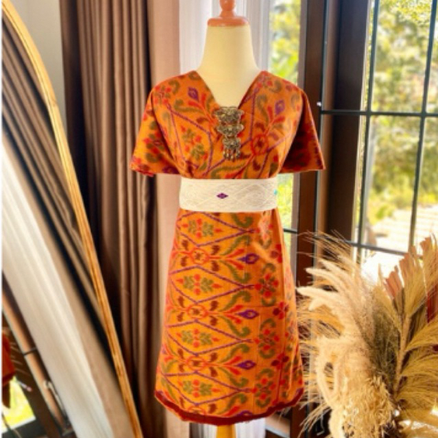 Jual KAIN TENUN ENDEK KHAS BALI MOTIF PATRA ORANGE GRINGSING | Shopee ...