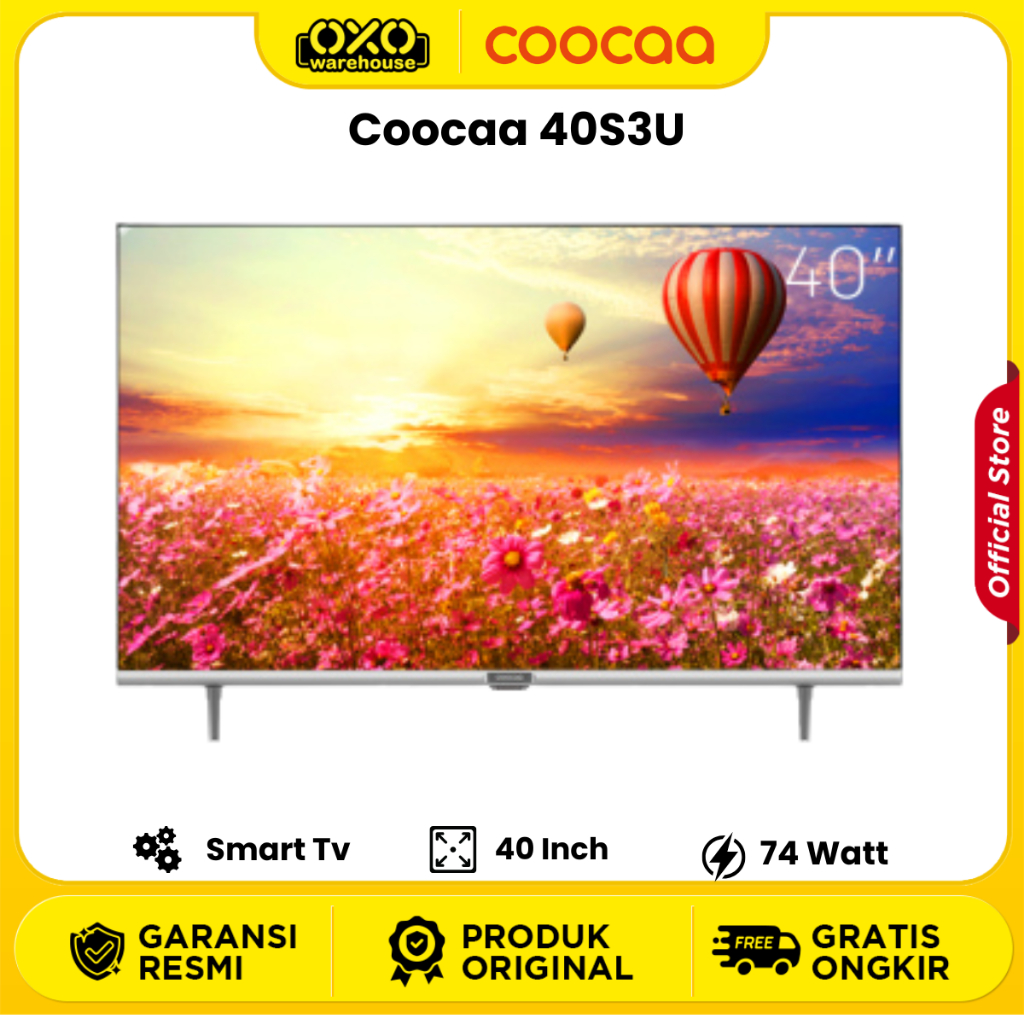 Jual COOCAA SMART TV 40 Inch HD 40S3U Frameless Dolby Audio Low Watt ...