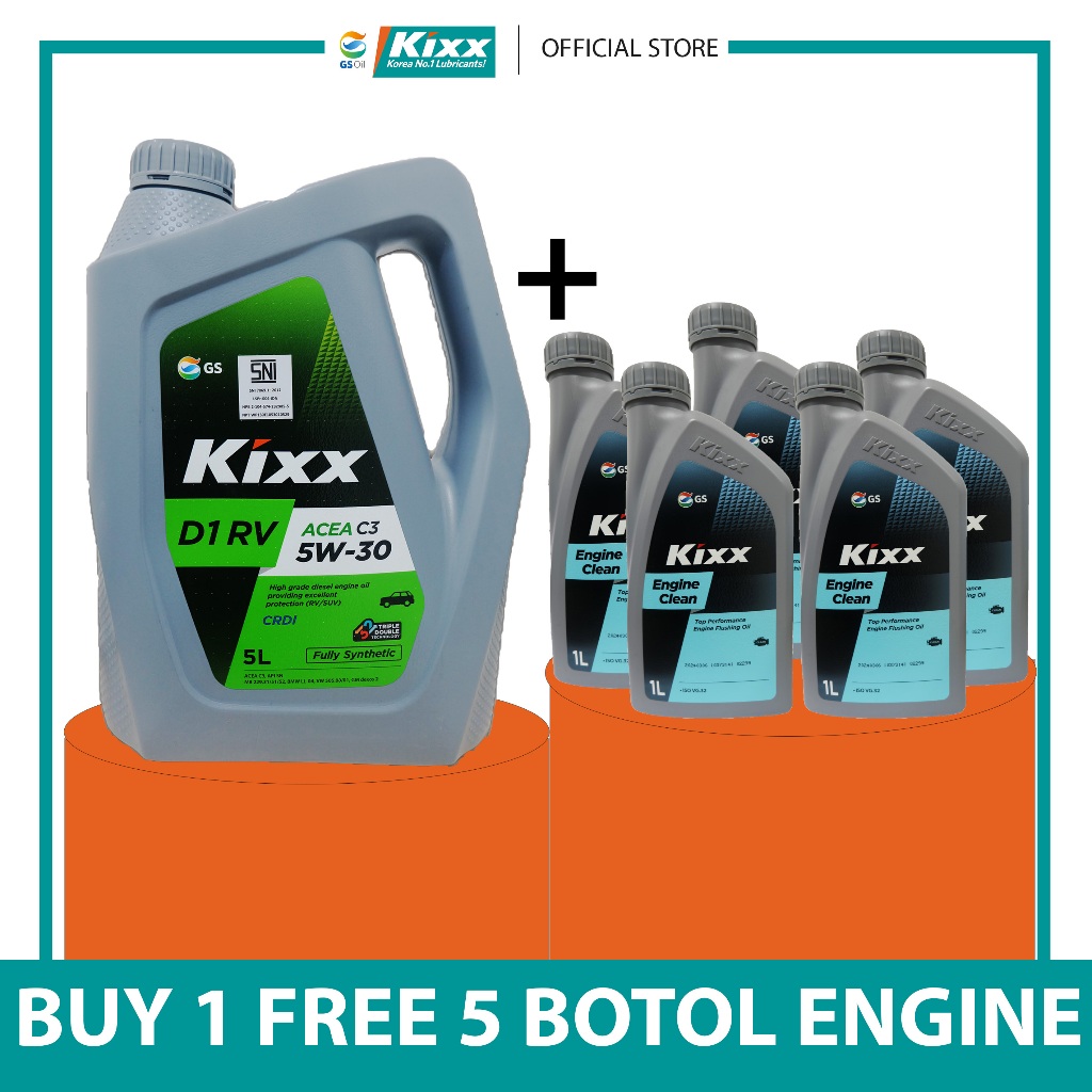 Jual Free Engine Clean 5 Botol - KIXX Oli Mobil Diesel D1RV Full ...