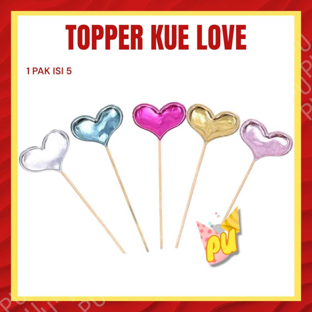 Jual Topper Kue Ulang Tahun LOVE / HATI isi 5 pc | Shopee Indonesia