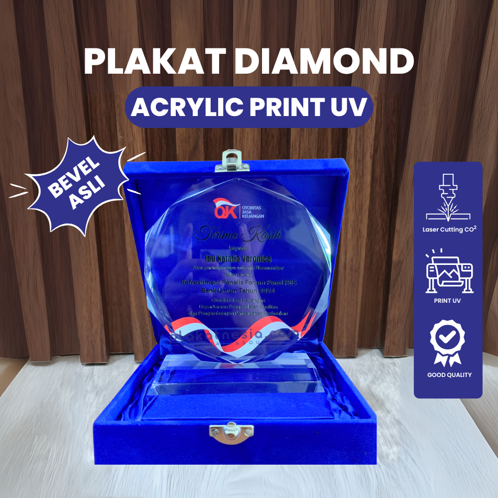 Jual Plakat Akrilik Diamond 15mm Print UV | Piagam ,Penghargaan,Trophy ...