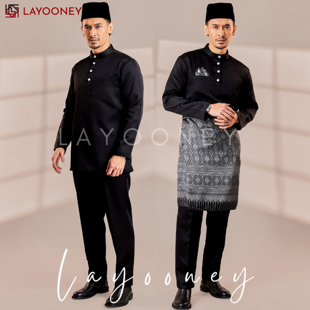 Jual Setelan Baju Melayu Modern Pria Cekak Musang Hitam Pakaian Muslim ...