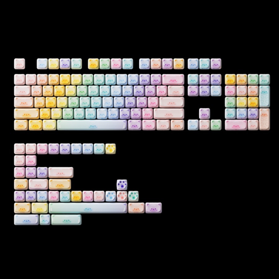 Jual Akko Colorful Cats PBT Dye-sub Keycaps 142 Set MAO Profile ...