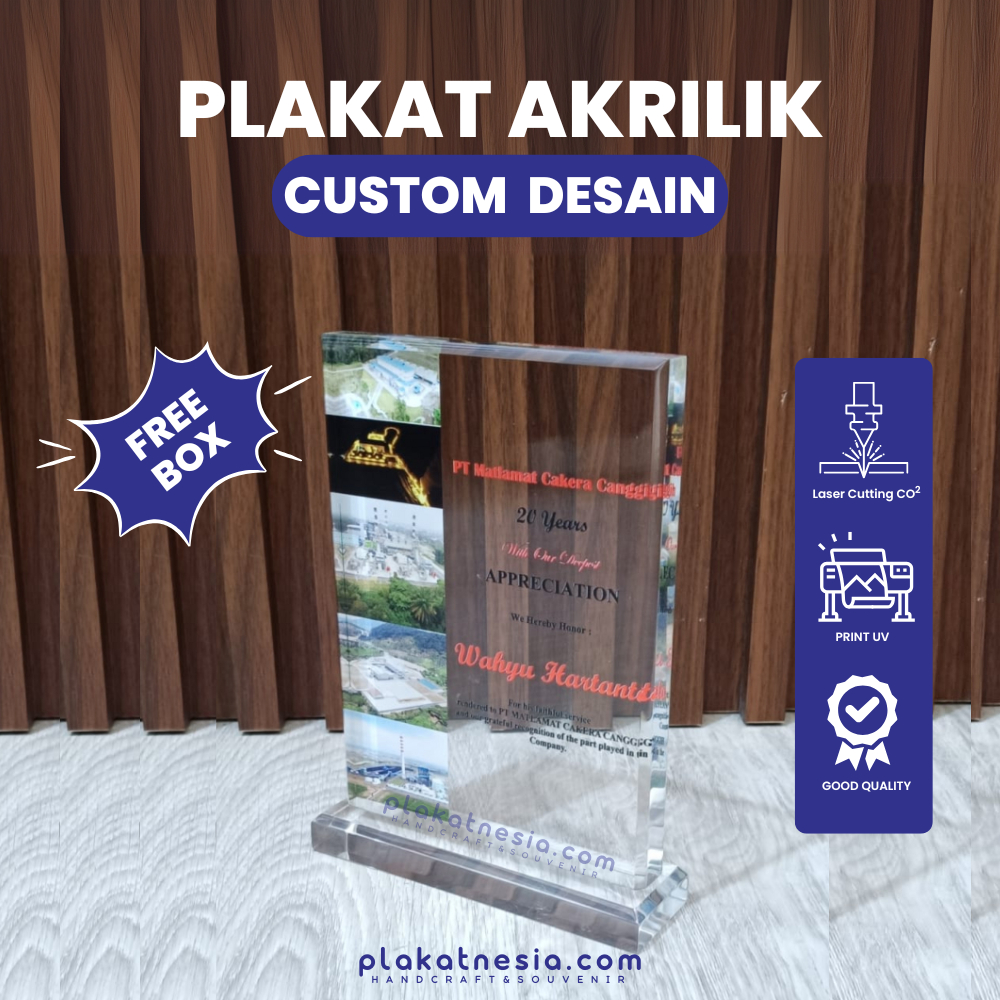 Jual Plakat Akrilik Custom Print UV | Piagam ,Penghargaan,Trophy,Kado ...