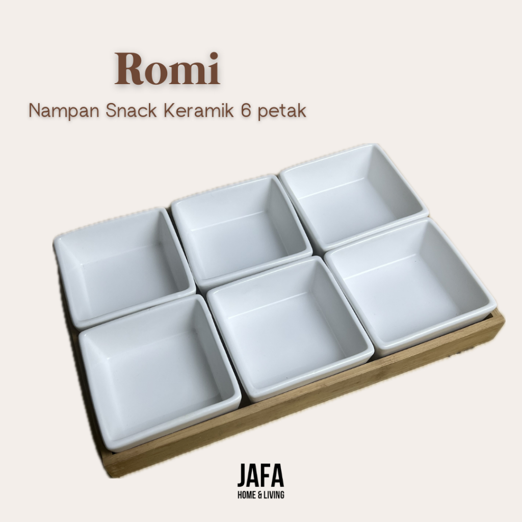 Jual [JAFA] ROMI Nampan Snack Cemilan Keramik 6 Petak Ceramic Split ...