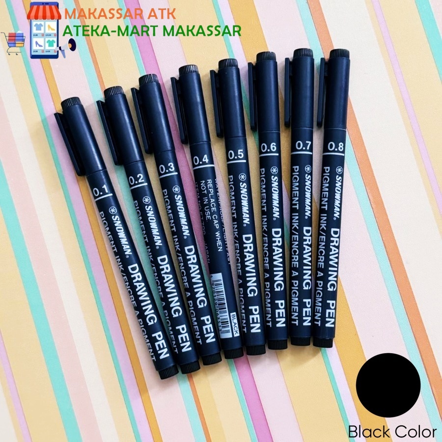 Jual [PCS] SNOWMAN DRAWING PENS PEN GAMBAR HITAM BIRU MERAH | Shopee ...