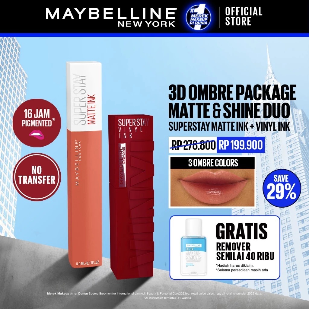 Jual PROMO!!! MAYBELLINE 3D Ombre Lip Packages : Matte & Shine Duo ...