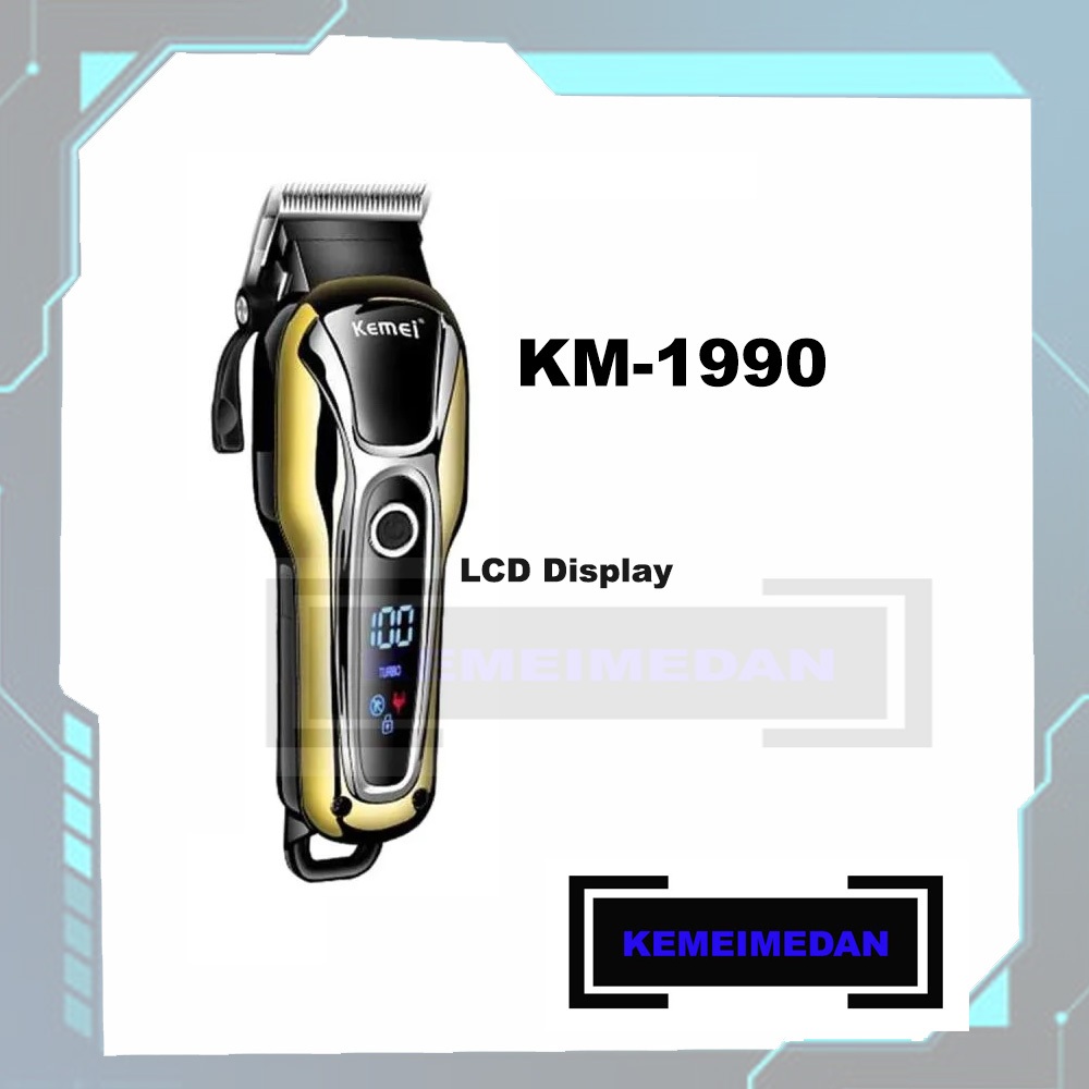Jual KEMEI KM-1990 Alat Cukur Rambut Electrik Layar LCD Turbo Most Powerful Baterai | Shopee ...